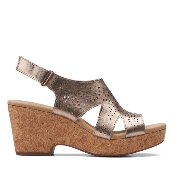 Clarks | Shoes | Clarks Collection Giselle Bay Metallic Bronze Leather ...